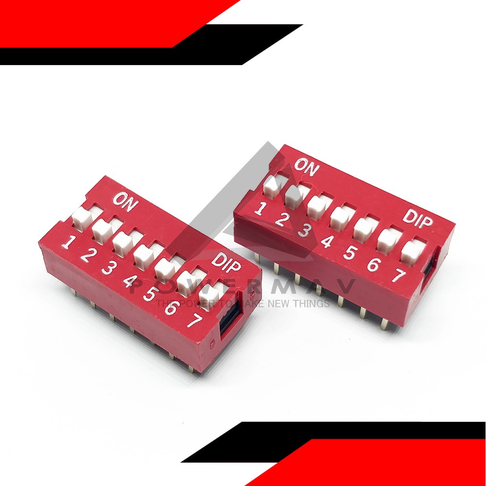 2pcs 7 way dip switch 7 position slide red micro small switch 2.54mm ...