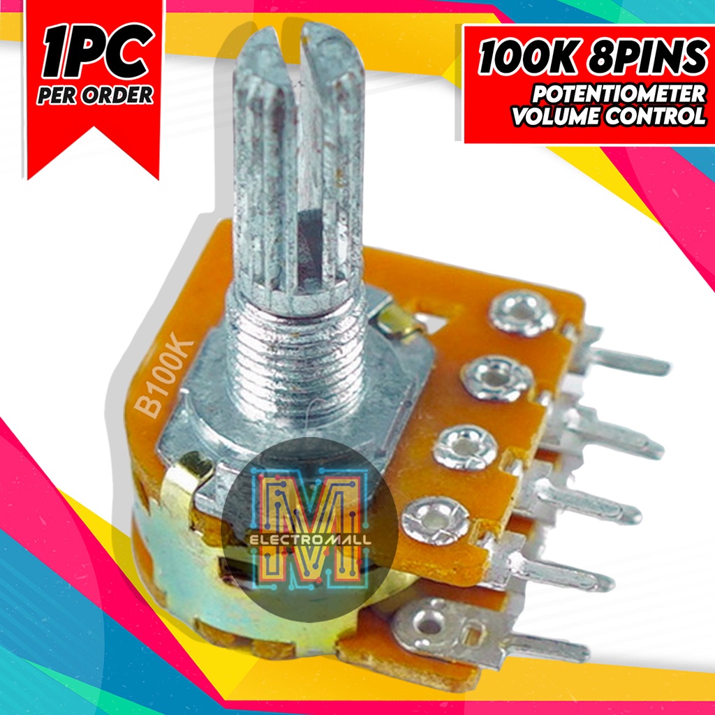 100K 8 Pins Stereo Potentiometer Volume Control Heavy Duty | Shopee ...