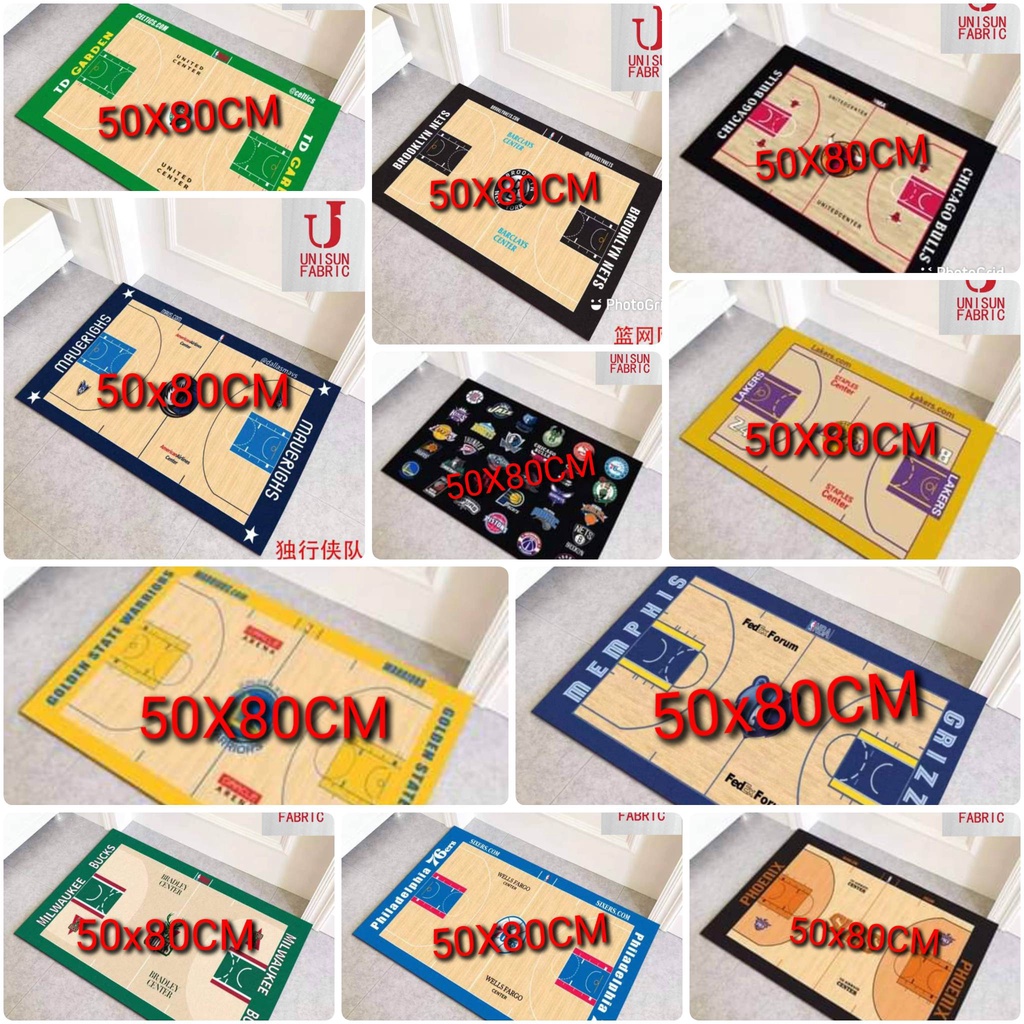 DOORMAT SIZE:50X80CM NBA Lakers Warriors Trend Mat Basketball Court ...