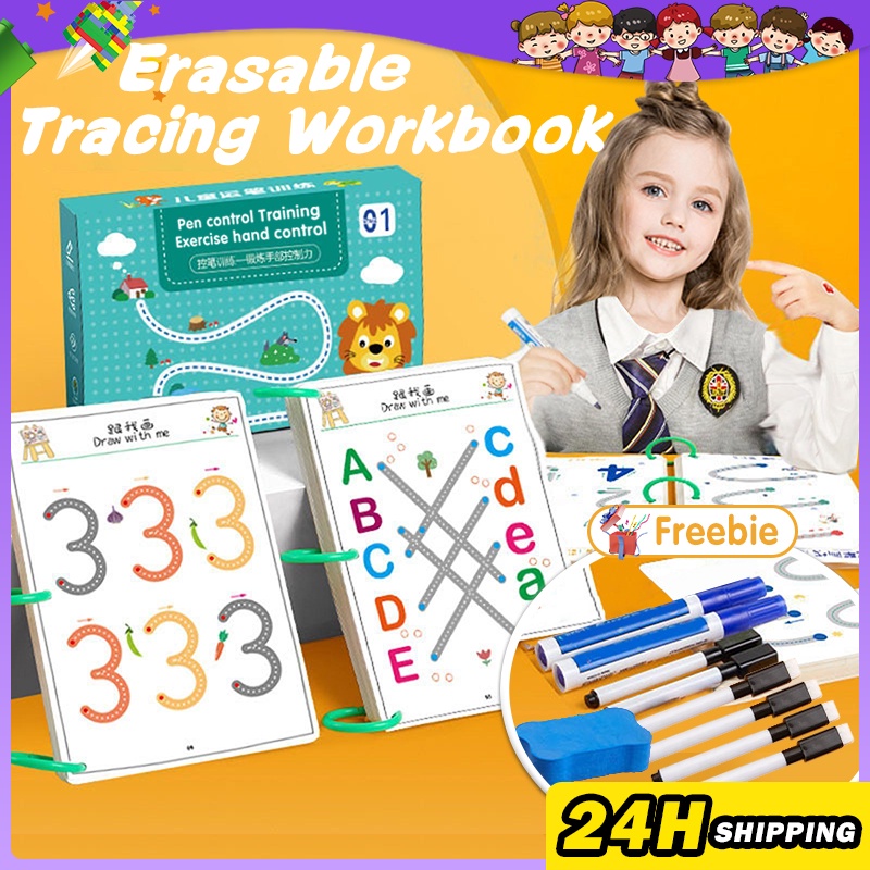 64 Pages Magic Tracing Workbook For Kid Erasable Training Book ...