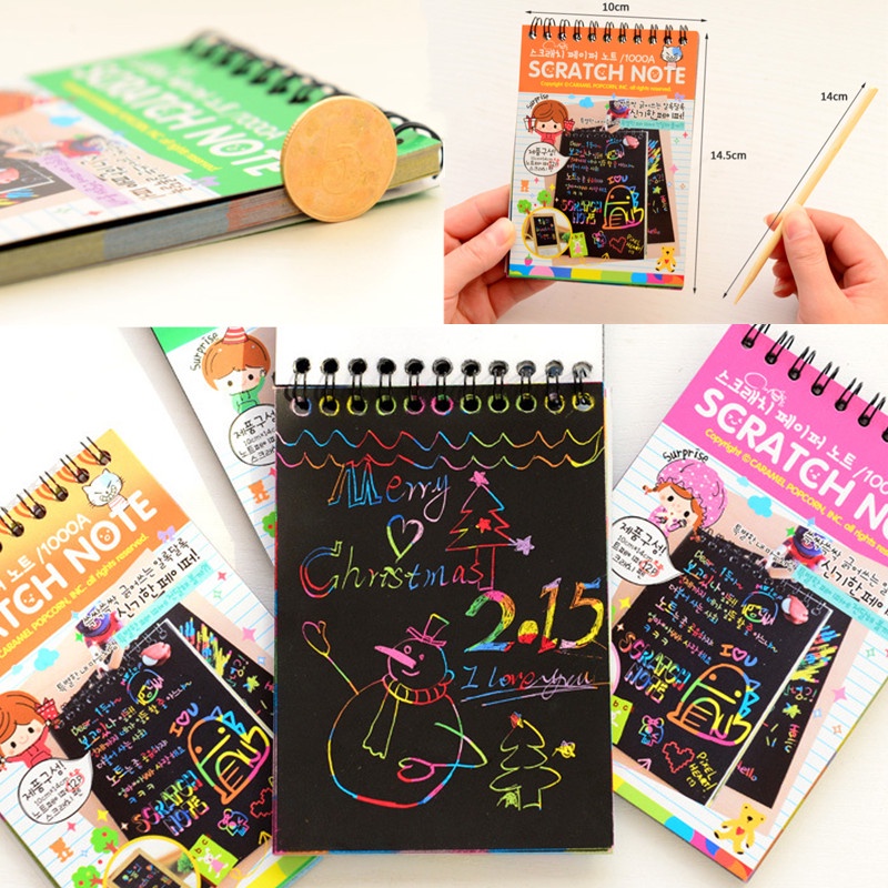 Scratch art drawing book, rainbow scratch paper set with graffiti ...