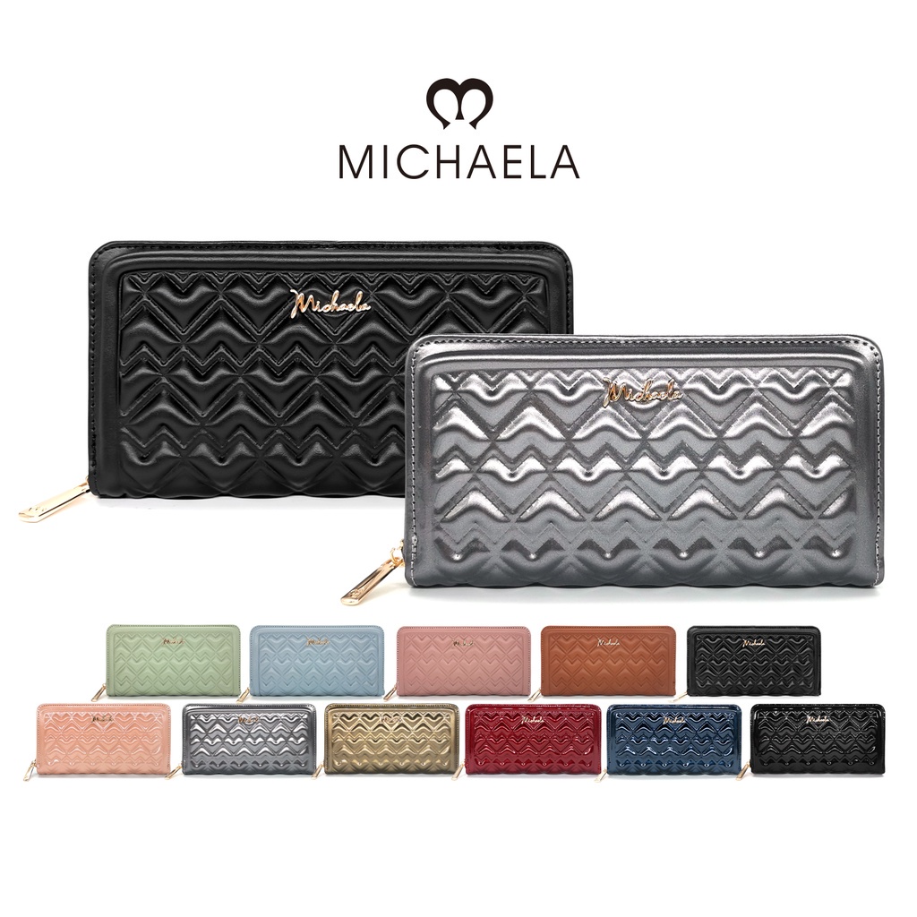 MICHAELA Glitter Zipper Long Wallet for Women Fashion Large Capacity ...