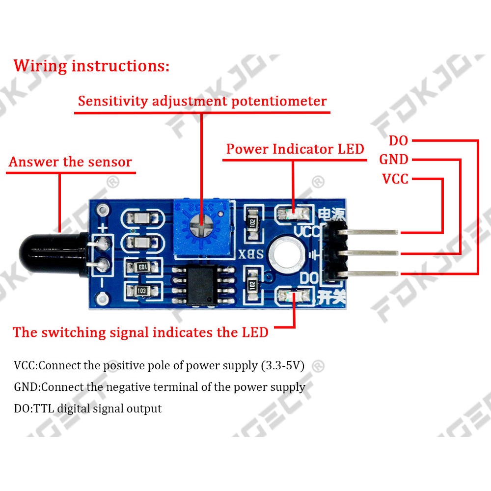 10pcs/lot 3 PIin / 4 Pin IR Flame Sensor Module Ignition Source Fire ...