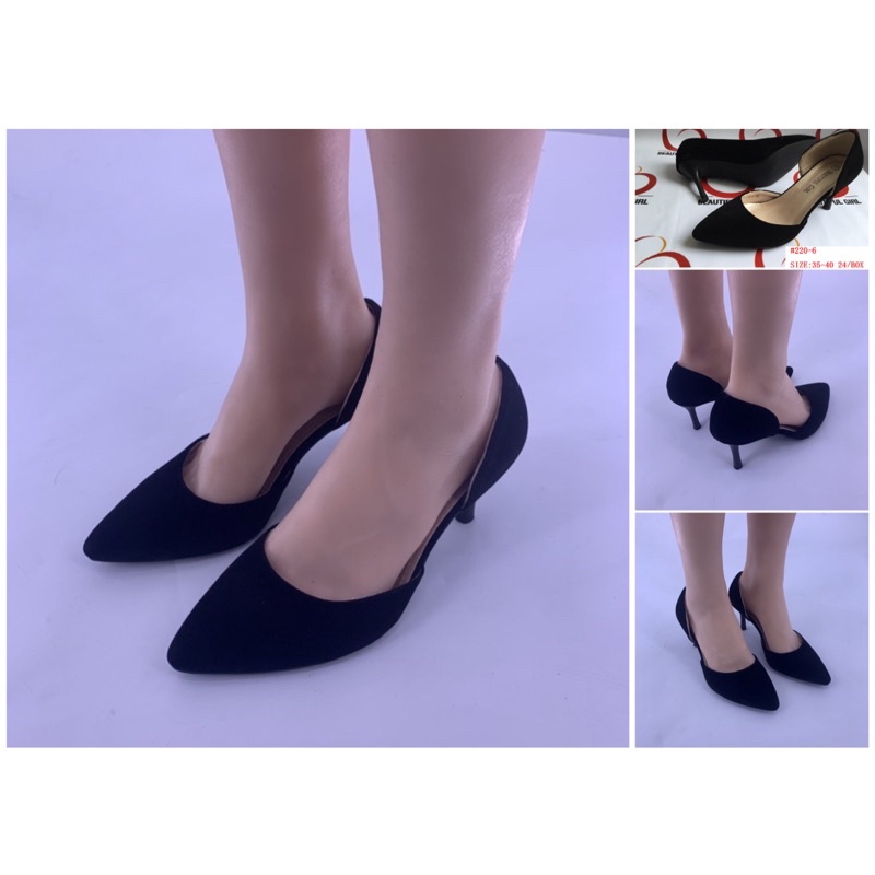 3inch Stilettos Pumps Side Exposed 3inch Suede Pointed Toe Pumps ...