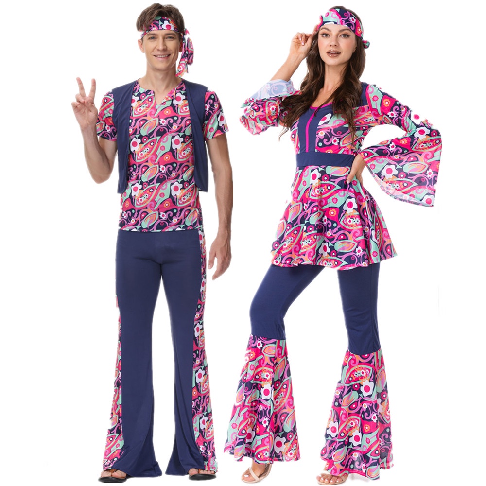 Retro 60s 70s hippie cosplay carnival halloween costume for men woman ...