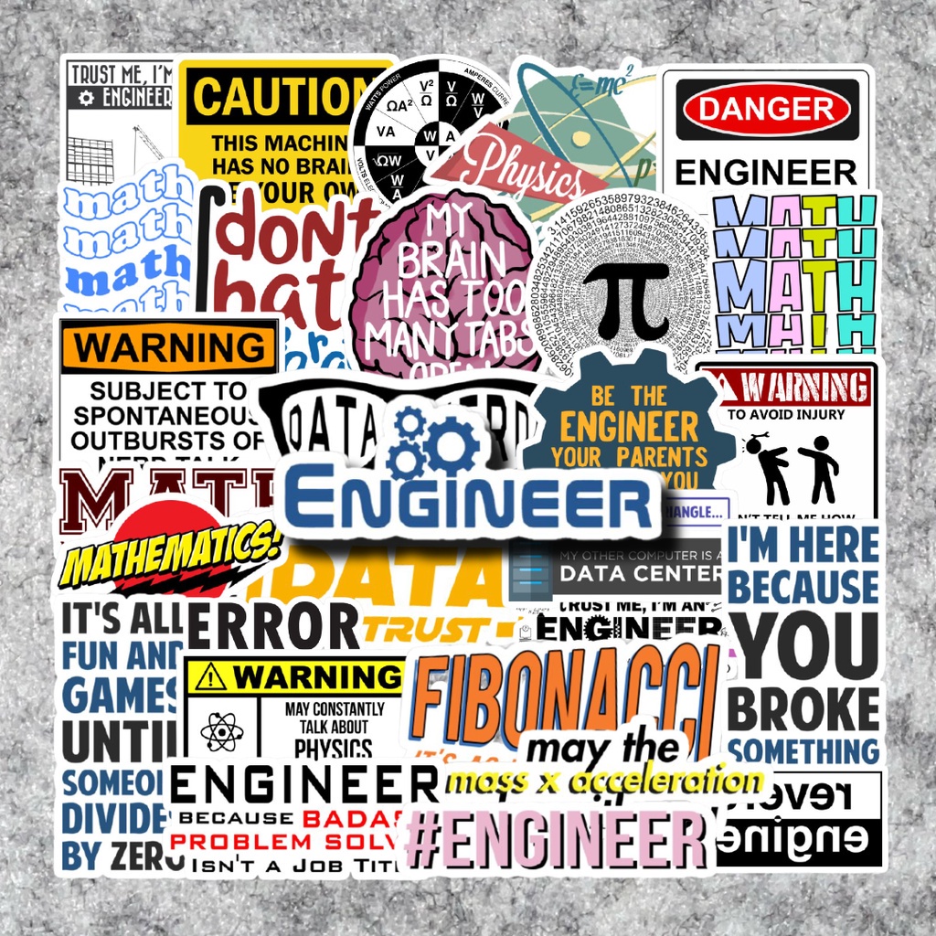 ♕50 PCS| ENGINEERING STICKERS ENGINEER SCRAPBOOKING BULLET JOURNAL ...