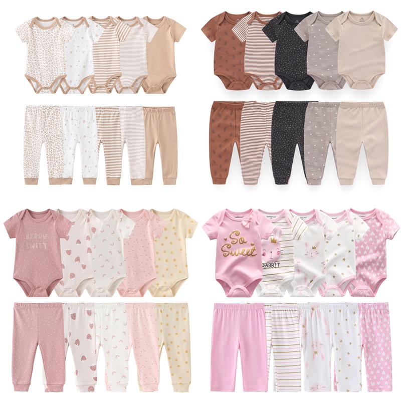 Kiddiezoom 2023 Unisex 9/10 Pieces Cotton New Born Body Suits Plus ...