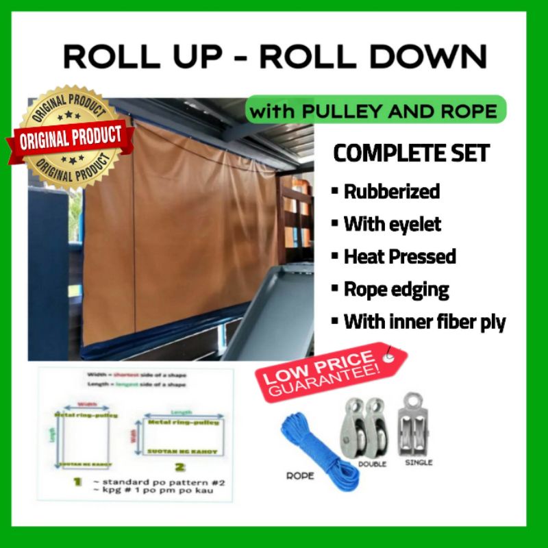 (10ft x12ft) ROLL UP ROLL DOWN WITH PULLEY AND ROPE SET UP TRPAL LONA ...
