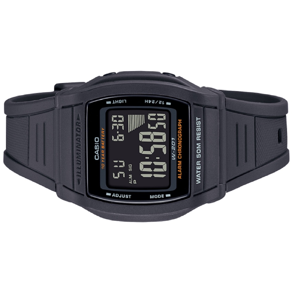 Casio W-201-1B Digital Rubber Strap Watch For Men | Shopee Philippines