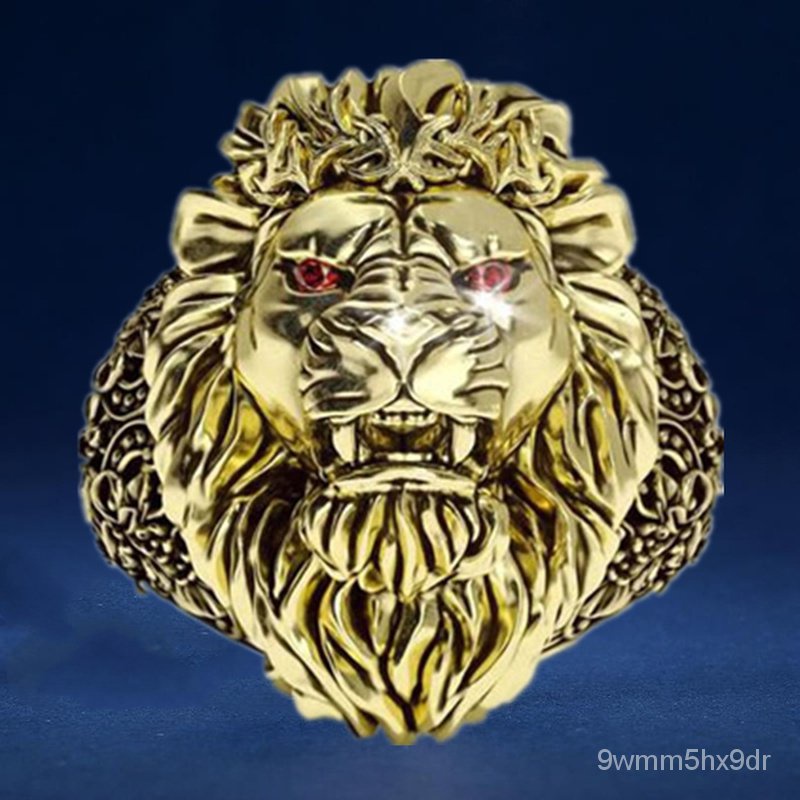 Fashion Lion Head Ring Punk Lion Head Statue Ring Hip Hop Ring Men's ...