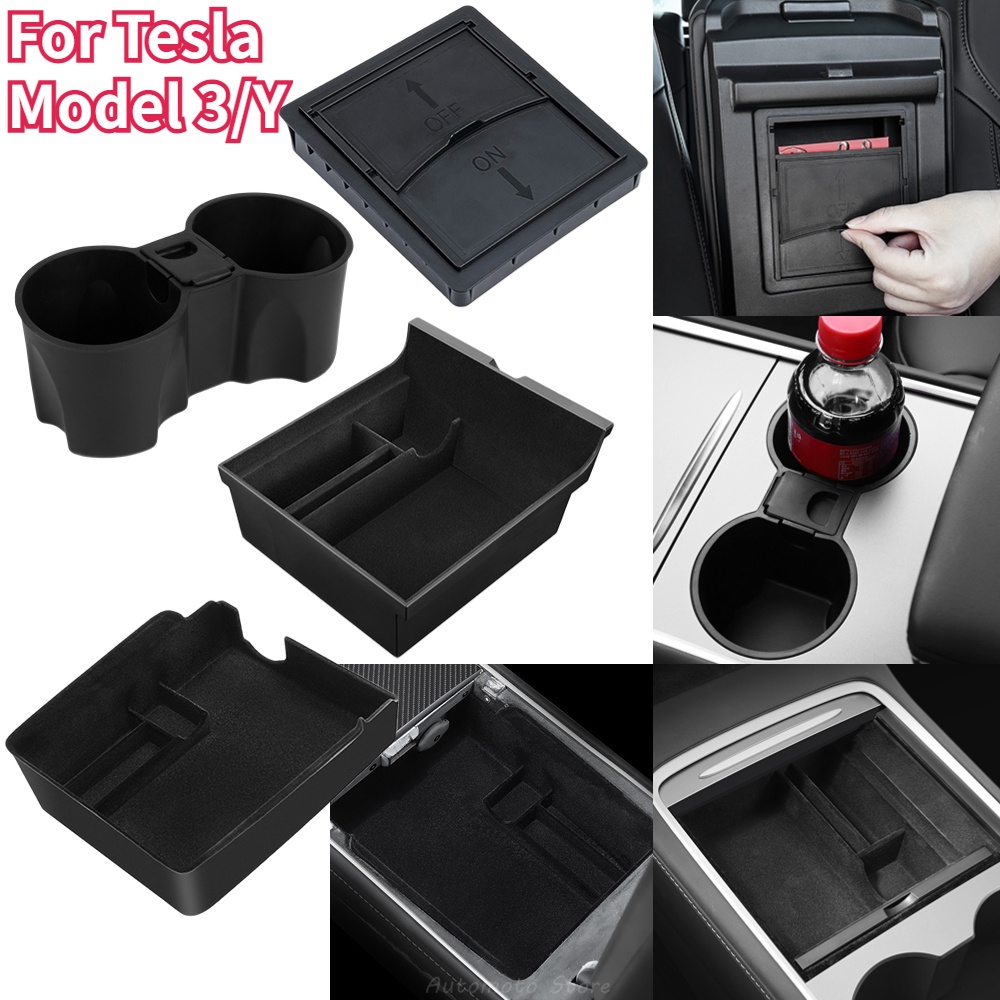 For Tesla Model 3 2021 Model Y 2022 Storage Box Center Armrest Hidden ...