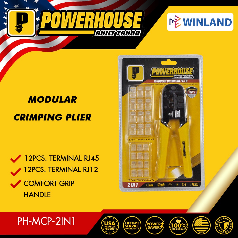 Powerhouse by Winland 2 in 1 Modular Crimping Tool Pliers PH-MCP-2IN1 ...