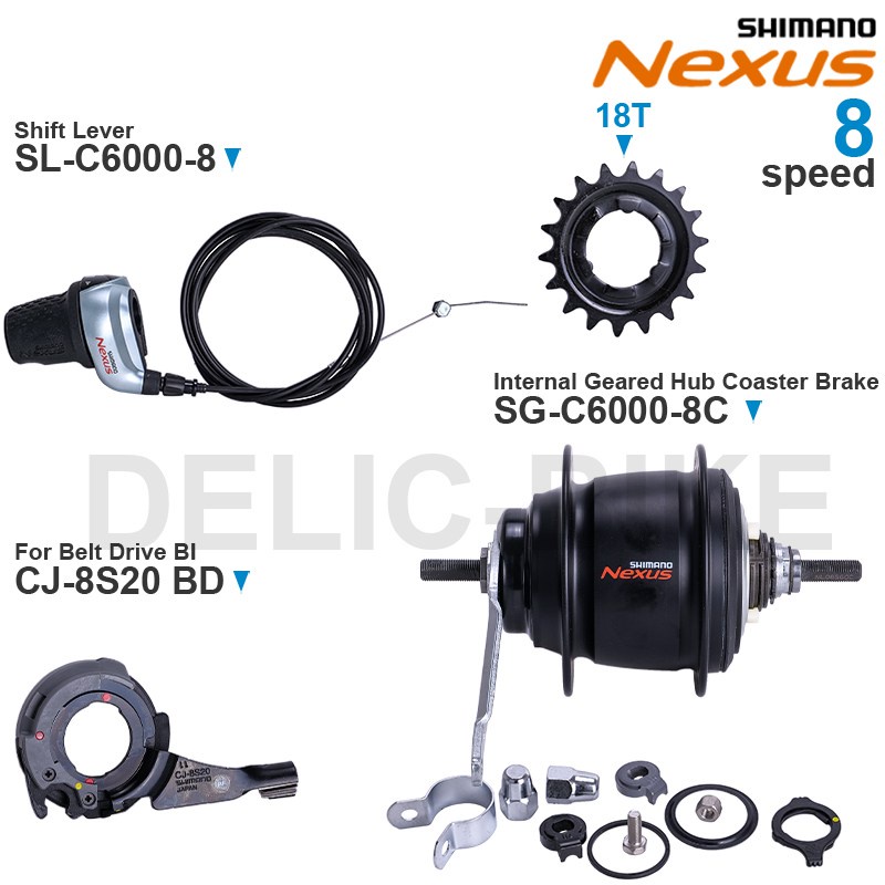 SHIMANO NEXUS C6000 Internal Geared Hub SG-C6000-8C SG-C6001-8D SG-8C20 ...