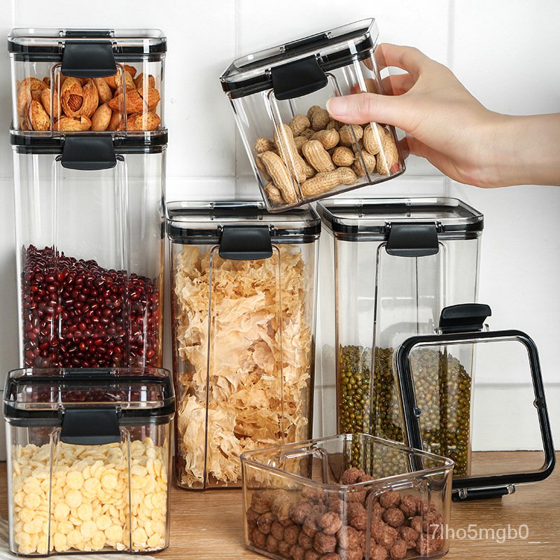 Stackable Kitchen Transparent Plastic Cereal Nuts Storage Box Airtight ...