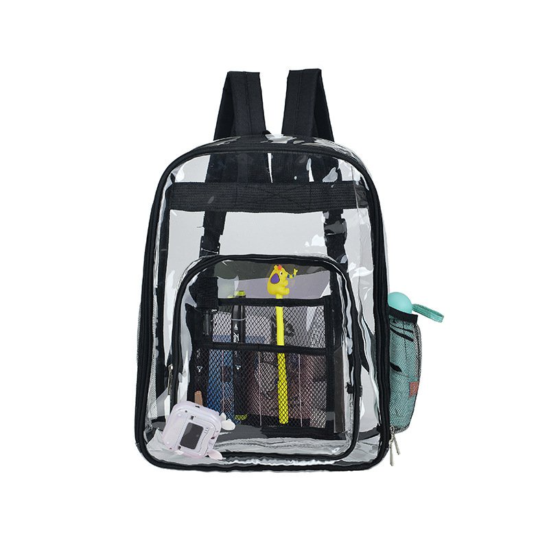 Clear PVC with Black Trim Weekender Bags Heavy Duty Clear Backpacks for ...