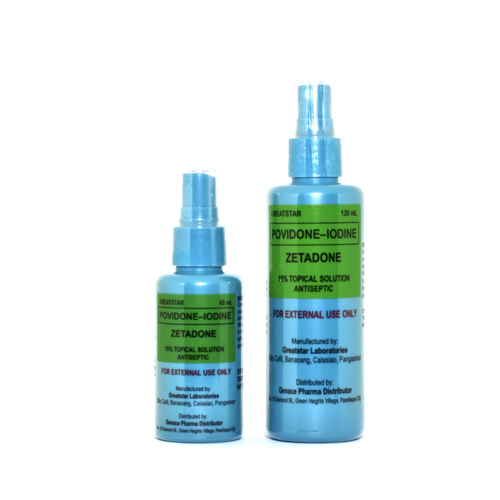 ♀♧ Povidone Iodine 10% Solution ZETADONE (60mL, 120mL) in spray bottle | Shopee Philippines