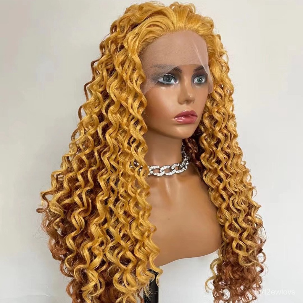 HRSJ High Temperature Fiber Wig Lace Front Synthetic Wigs Curly Lace ...