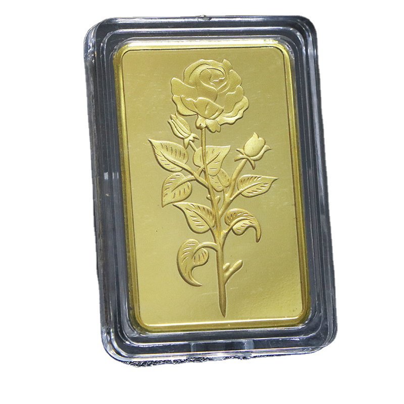 zinc alloy square gold-plated rose gold bars commemorative challenge ...