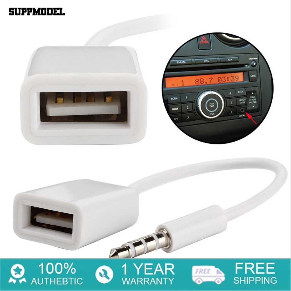 COD☆ Car Auto USB Female to 3.5mm Jack AUX Male Audio Cable Converter ...
