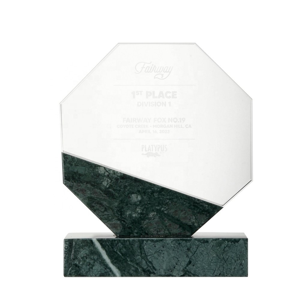 ADL New Design Octagon Crystal Glass Award Trophy with Stone Base for ...