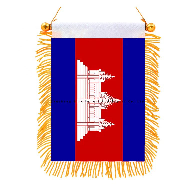 Hot sale custom National flag Mini Rearview Mirror Pennant Cambodia Car ...