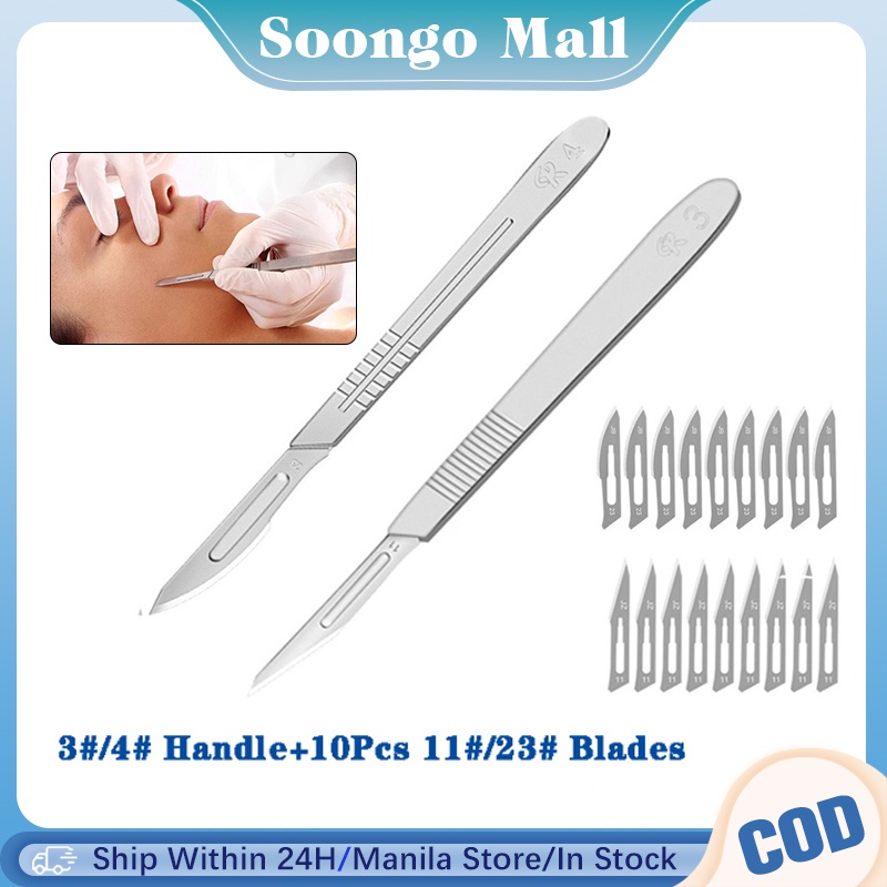 ⊕ 10PCS Carbon Steel Surgical Scalpel Blades With Handle 11# 23 ...