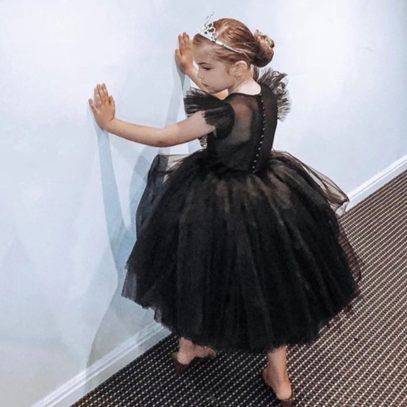 Wednesday Girl Fluffy Dresses Baby Birthday Tutu Gown Kids Evening ...