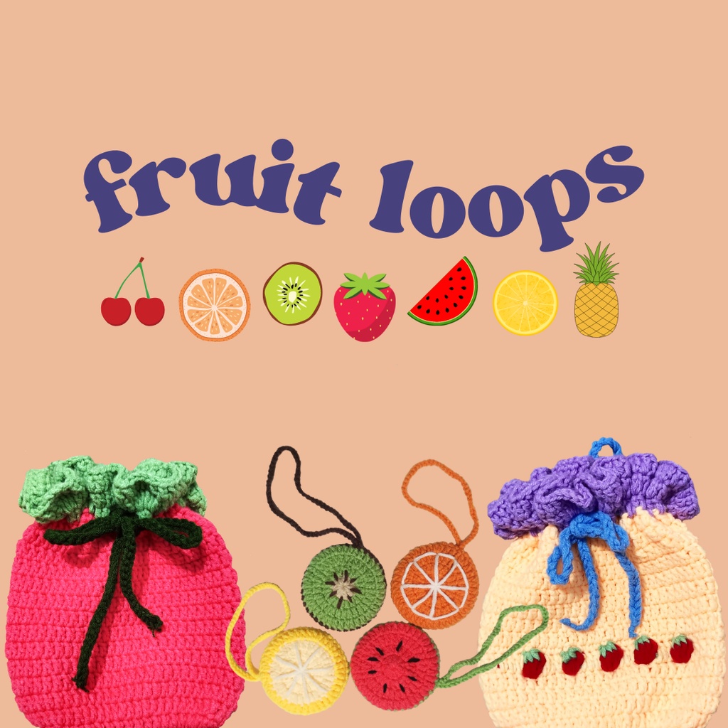 FRUIT LOOPS | Crochet Strawberry Watermelon Kiwi Lemon | Crochet Bag Pouch Bag Charm Accessories ...