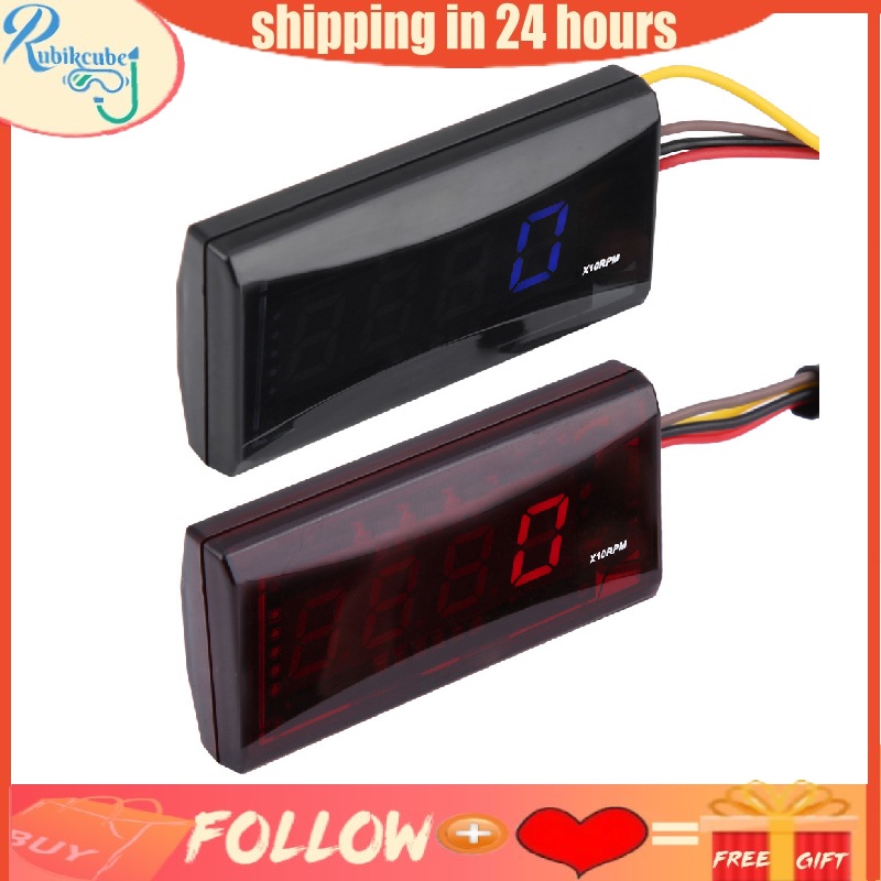 ☍Motorcycle LED Digital Tachometer DC 8-18V for Honda Yamaha(+7T ...