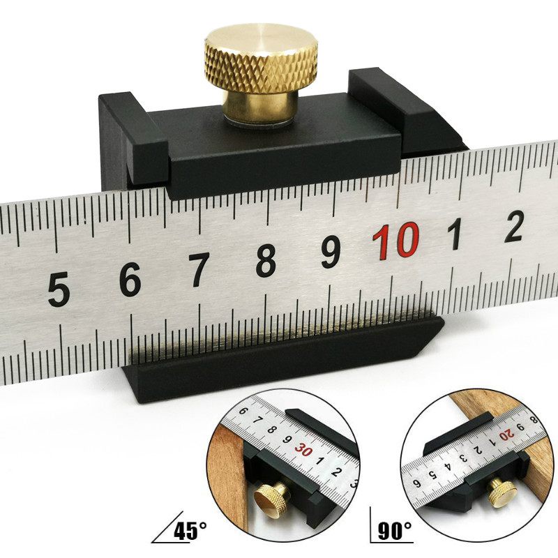 Steel Ruler Positioning Block Stop Block Woodworking Line Locator DIY ...