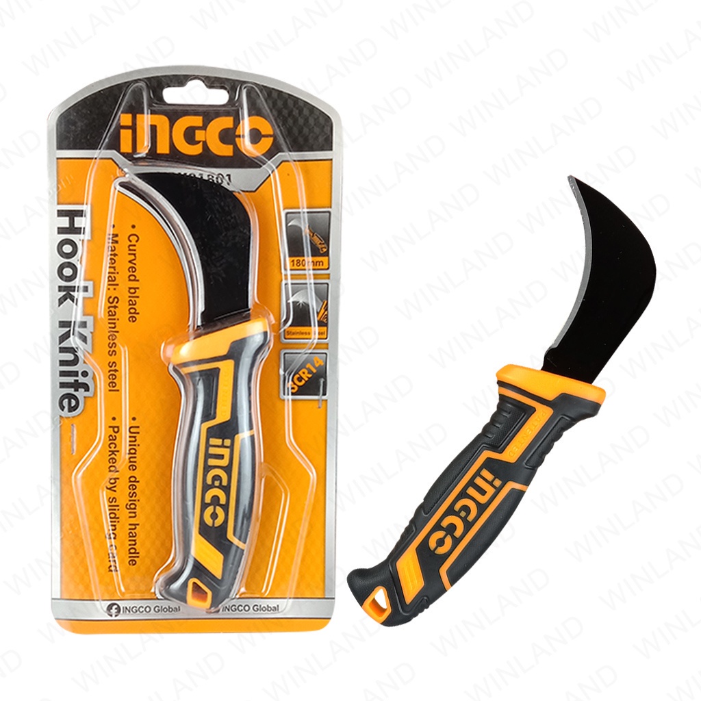 INGCO by Winland Hook Knife Stainless Steel 180mm for Carving HPK81801 ...