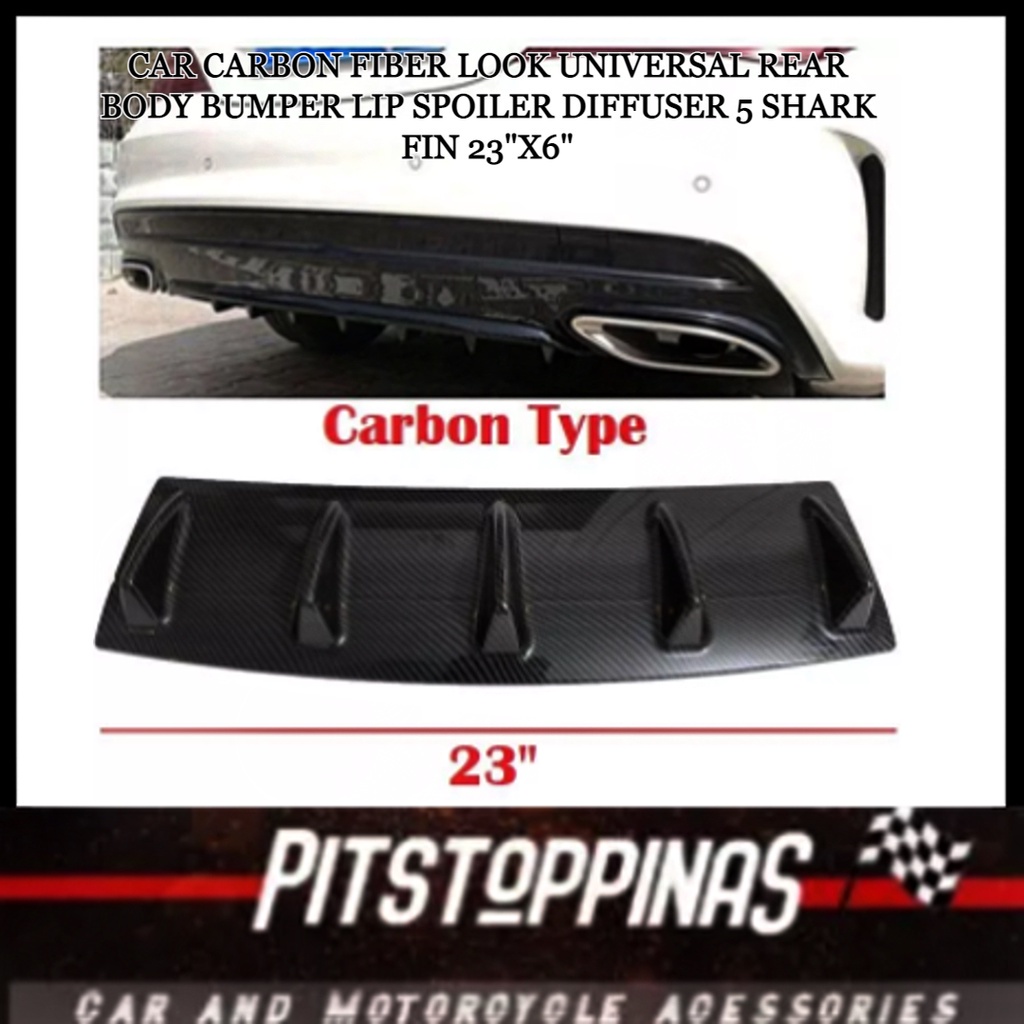 ۞Car Carbon Fiber Look Universal Rear Body Bumper Lip Spoiler Diffuser ...