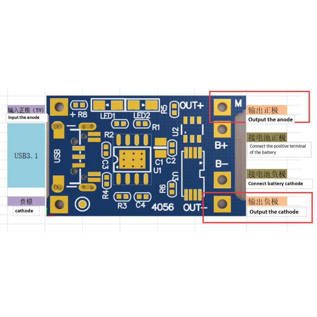 ★TC4056A 5V 1A Lithium Li-ion Battery Battery Charger Module Micro USB ...