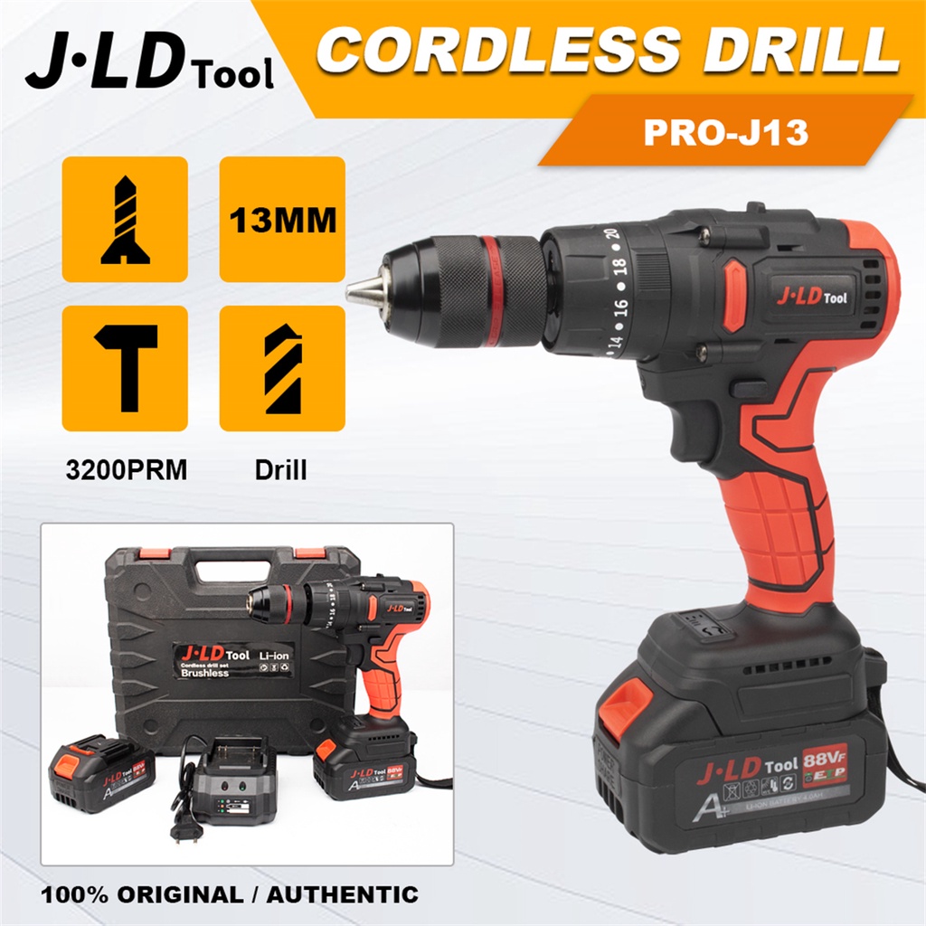 JLD Brushless Cordless Drill Heavy Duty 200N.M Cordless Impact Drill ...