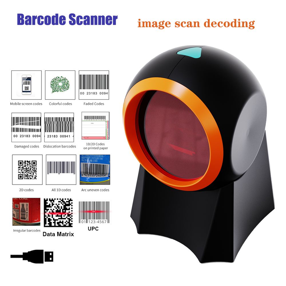 2D Barcode Scanner Omnidirectional Desktop Automatic 1D 2D QR code Data ...