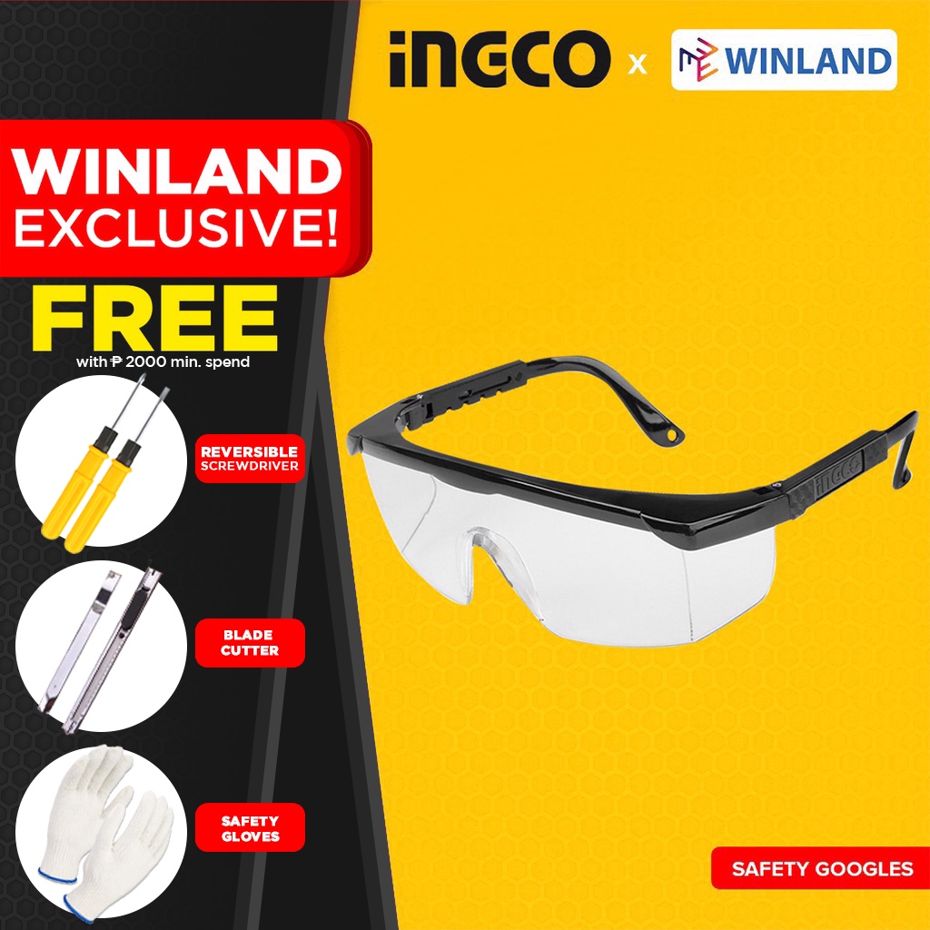 INGCO by Winland Safety Goggles Eye Protector Shield HSG142 ING-SS ...