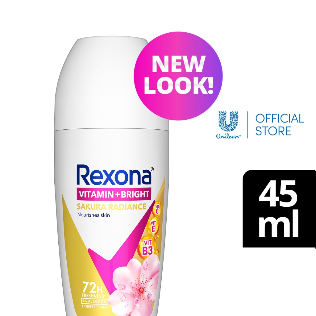 Rexona Vitamin+Bright Roll On Deodorant Sakura Radiance 45ml | Shopee ...