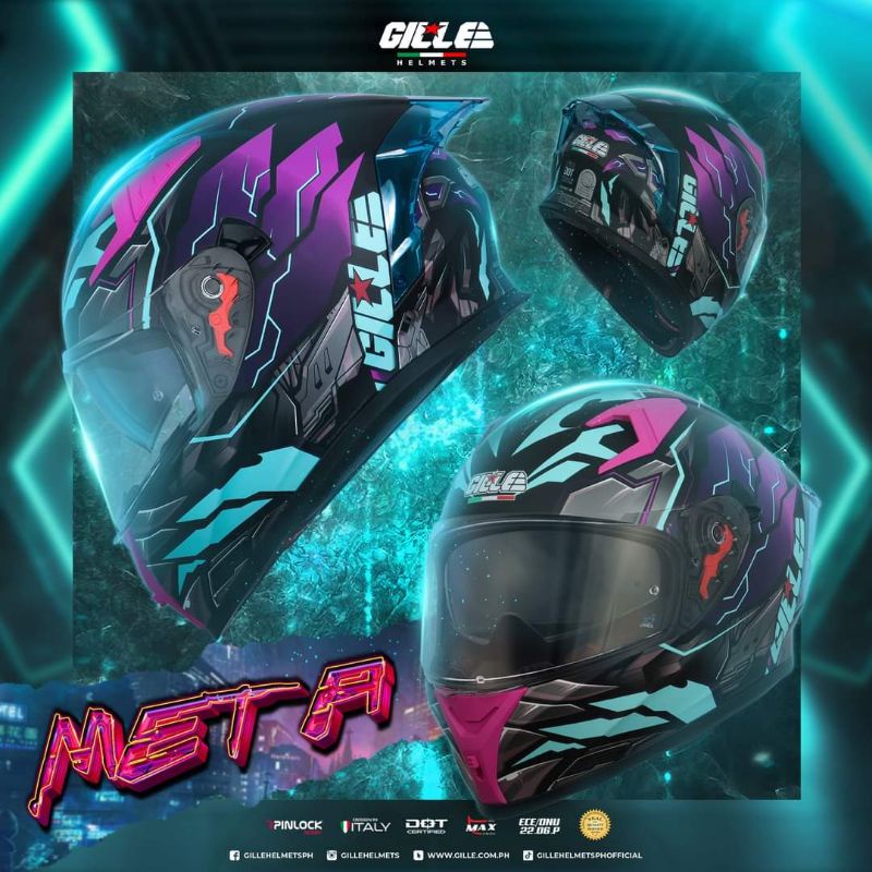 GILLE HELMET GTS V1 META FULL FACE DUAL VISOR | Shopee Philippines