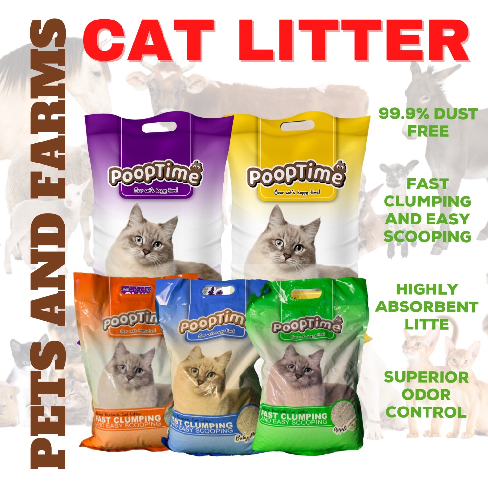 POOPTIME BENTONITE CAT LITTER 10 LITERS | Shopee Philippines