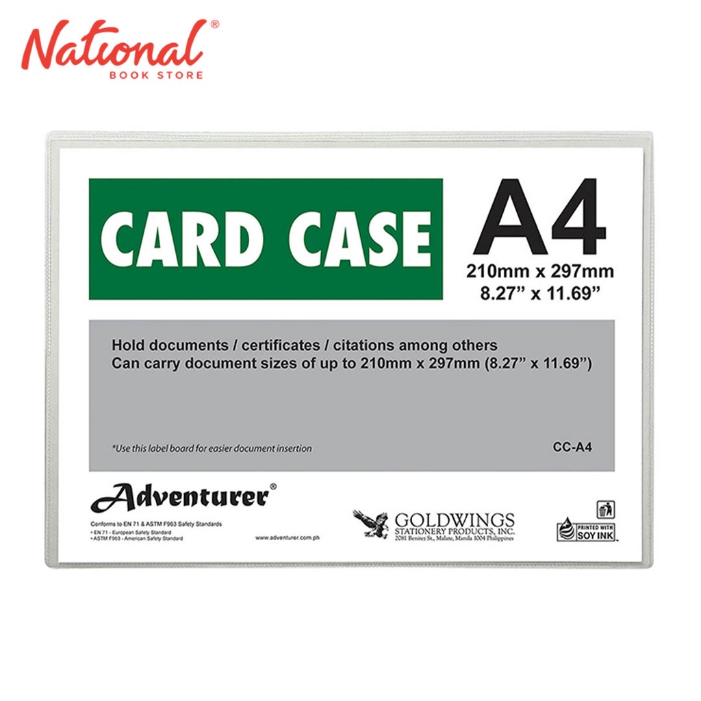 Adventurer Document Card Case Plastic Soft A4 CC-A4 - School & Office ...