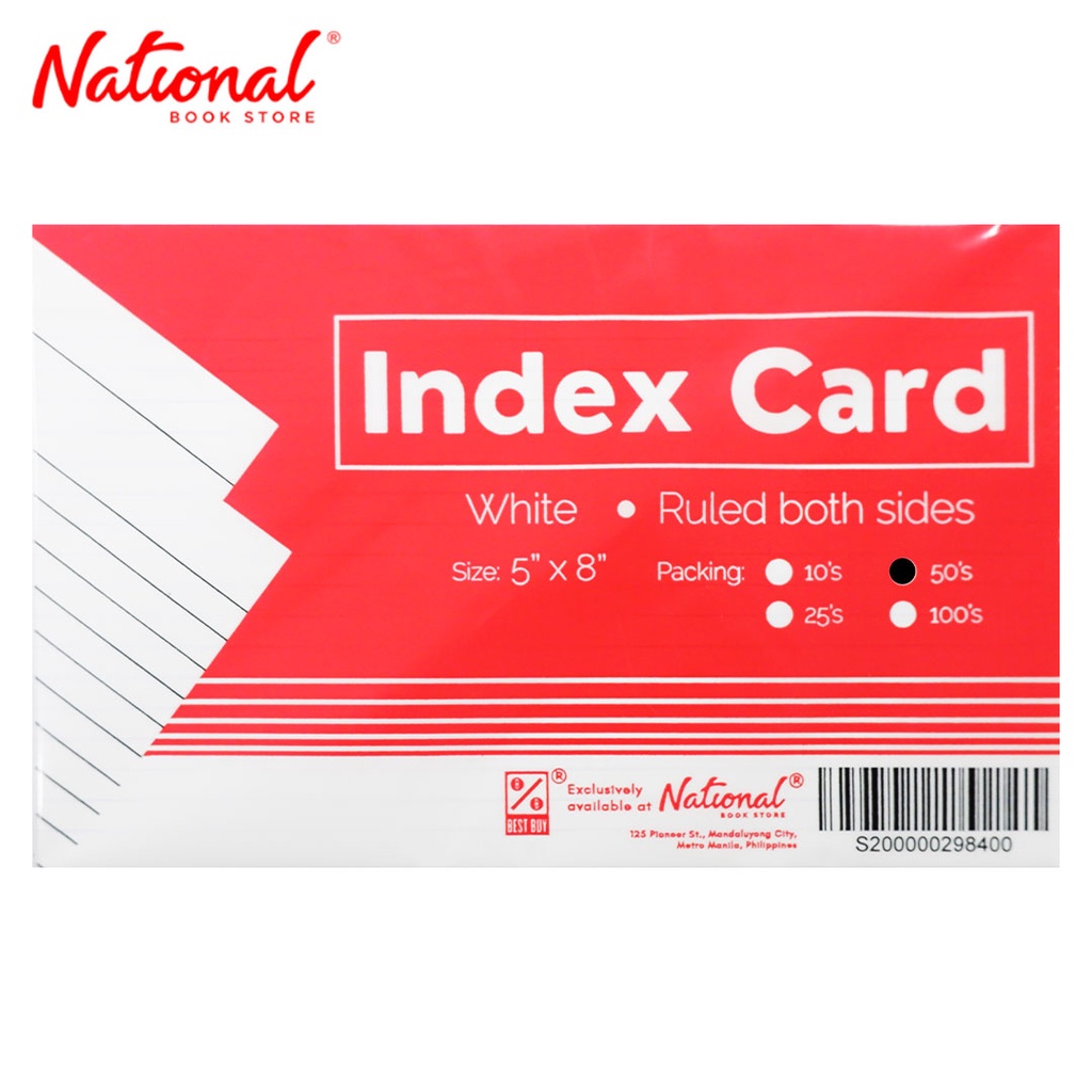 Best Buy Index Card White 5x8 50's Ruled Both Sides - School & Office ...