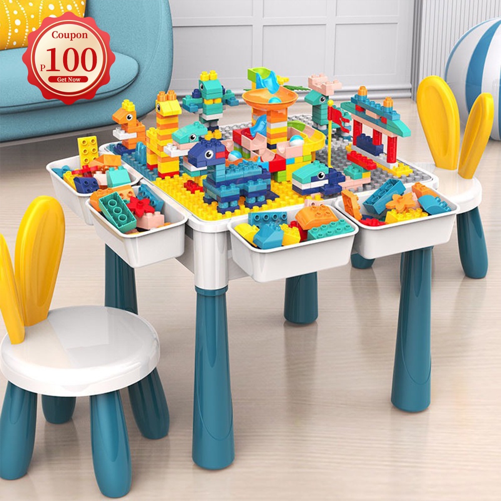 Big Building Blocks Table with Chair and Blocks Kids Table and Chair ...