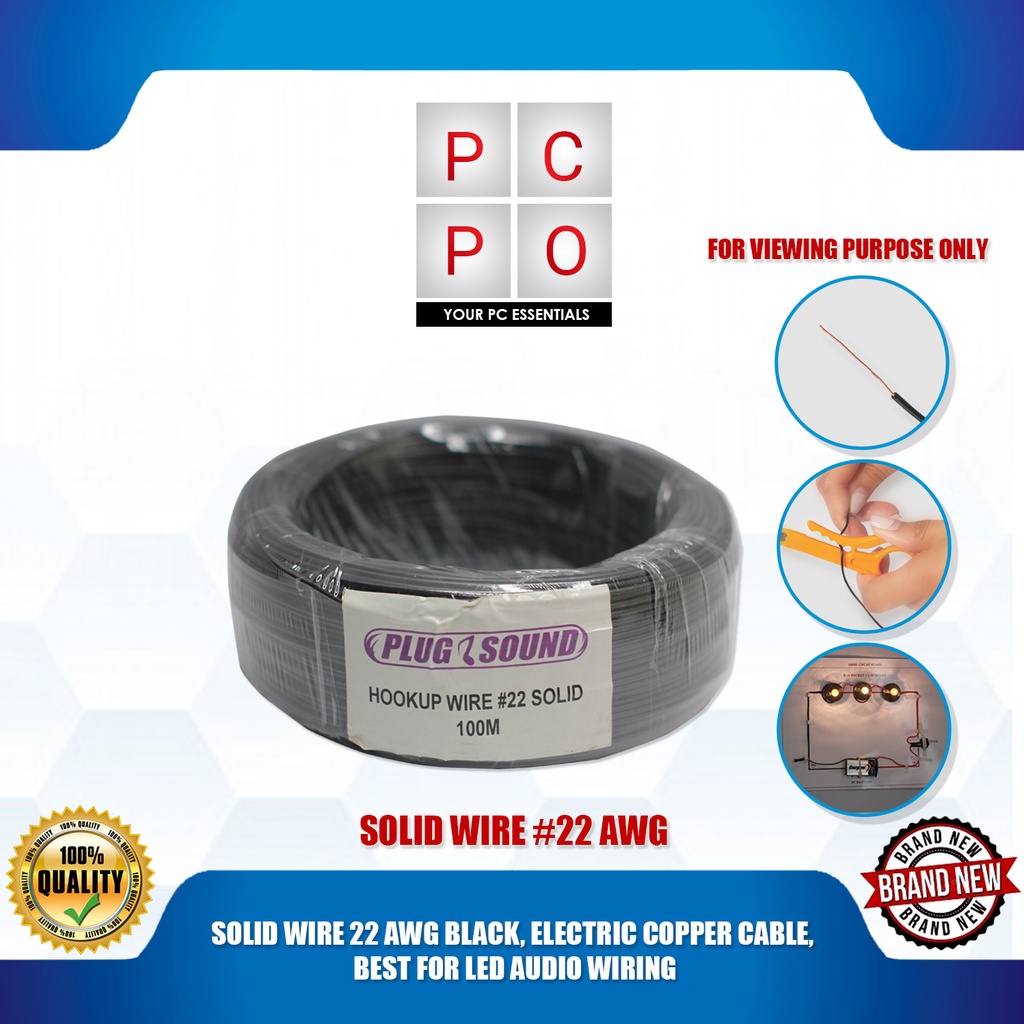 SOLID WIRE 22 AWG BLACK, ELECTRIC COPPER CABLE, BEST FOR LED AUDIO WIRING | Shopee Philippines