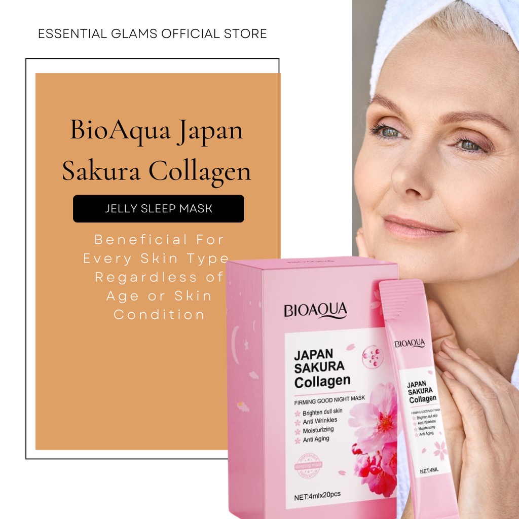 Original BIOAQUA 20pcs/Box JAPAN SAKURA Collagen Mask Sleeping Mask ...