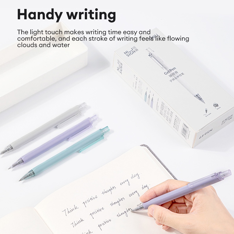 Nusign by Deli Gel Pen Ballpen 0.5mm Black Ink Smooth Writing Press Gel ...