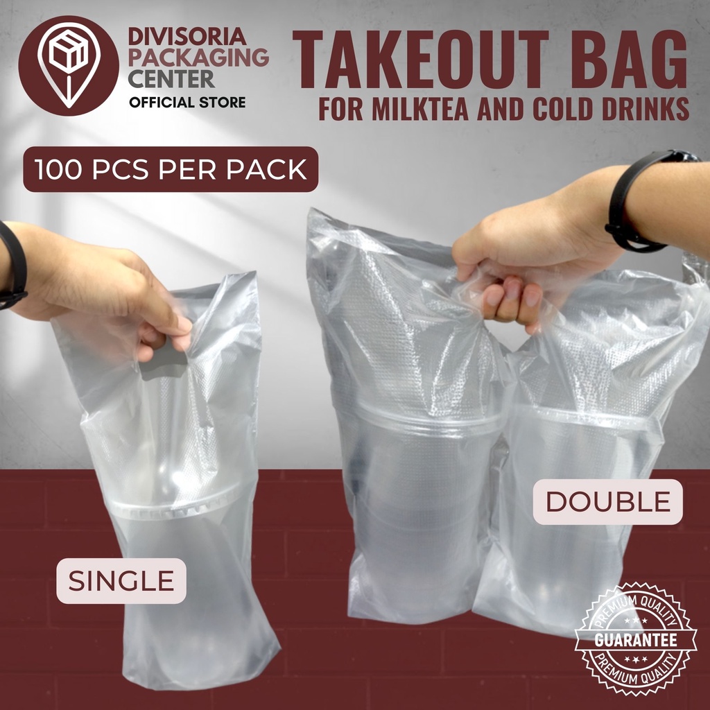 Take Out Plastic Bag for Milk Tea / Plastic Carrier Bag [Single/Double ...