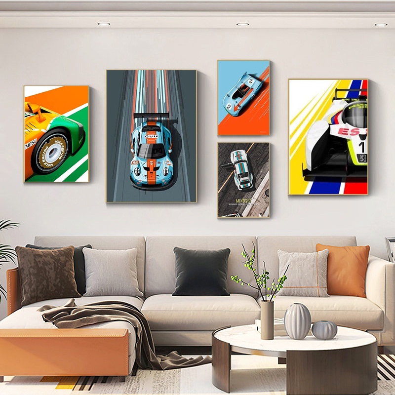 Retro Racing Car Poster 911 RSR Race Car Canvas Prints 24 Heures Du ...
