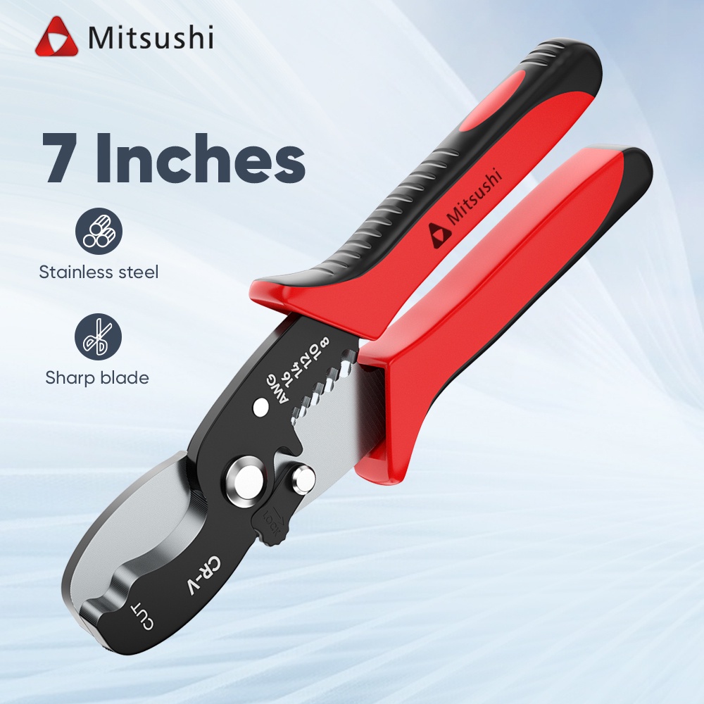Mitsushi Wire Stripper Plier Vinyl Grip Heavy Duty Diagonal Cutting ...