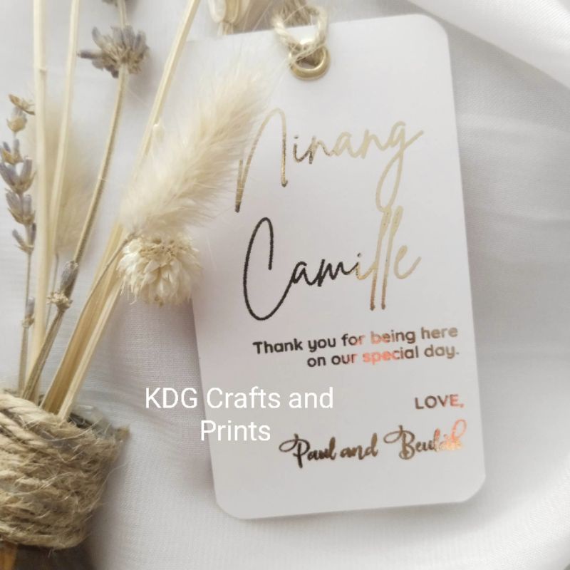 10 pcs - METALLIC FOIL TEXTS THANK YOU GIFT TAGS FOR WEDDING - Listing ...