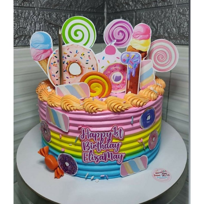customized photo printed candyland lollipop mallow themed cake toppers ...